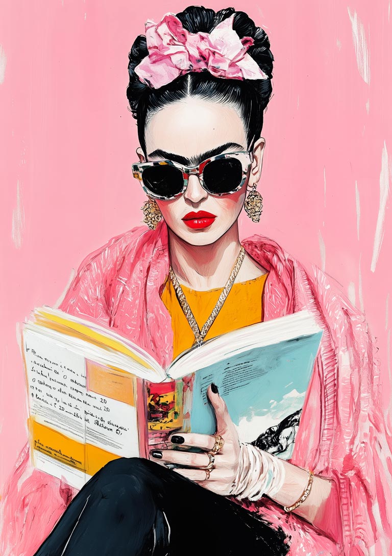 Frida Reading Book-kunstplakat beriger moderne boligindretning. – ARTSY ...